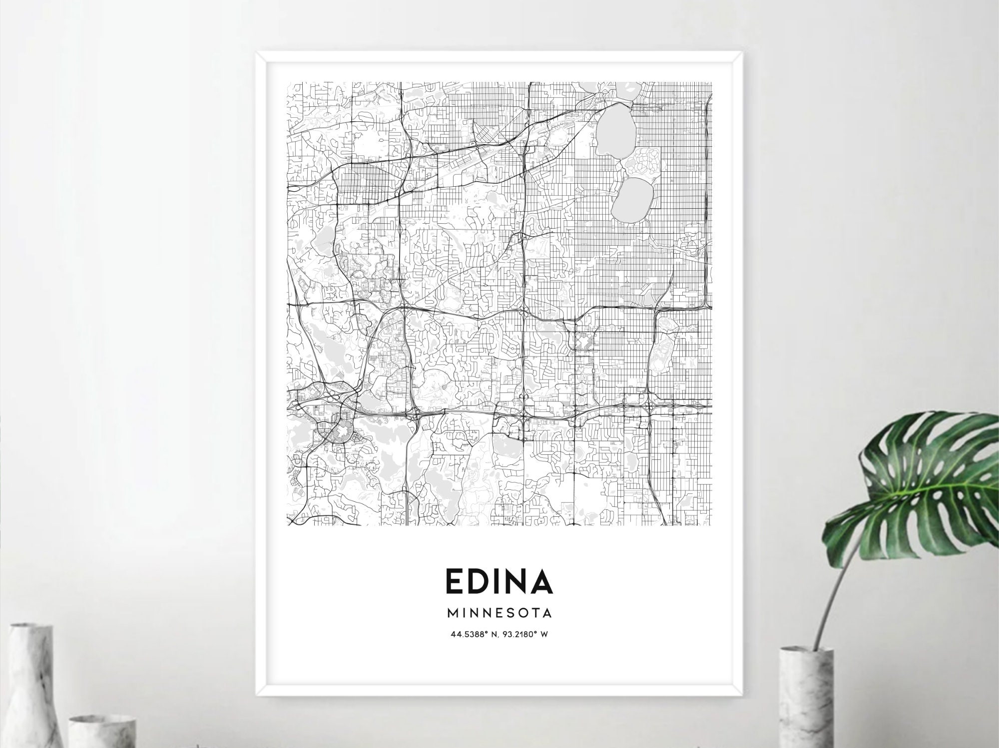 Edina Map Print, Edina Map Poster Wall Art, Mn City Map, Minnesota ...