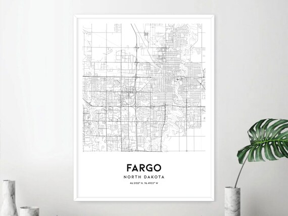 Fargo Map Print Fargo Map Poster Wall Art Nd City Map North - Etsy
