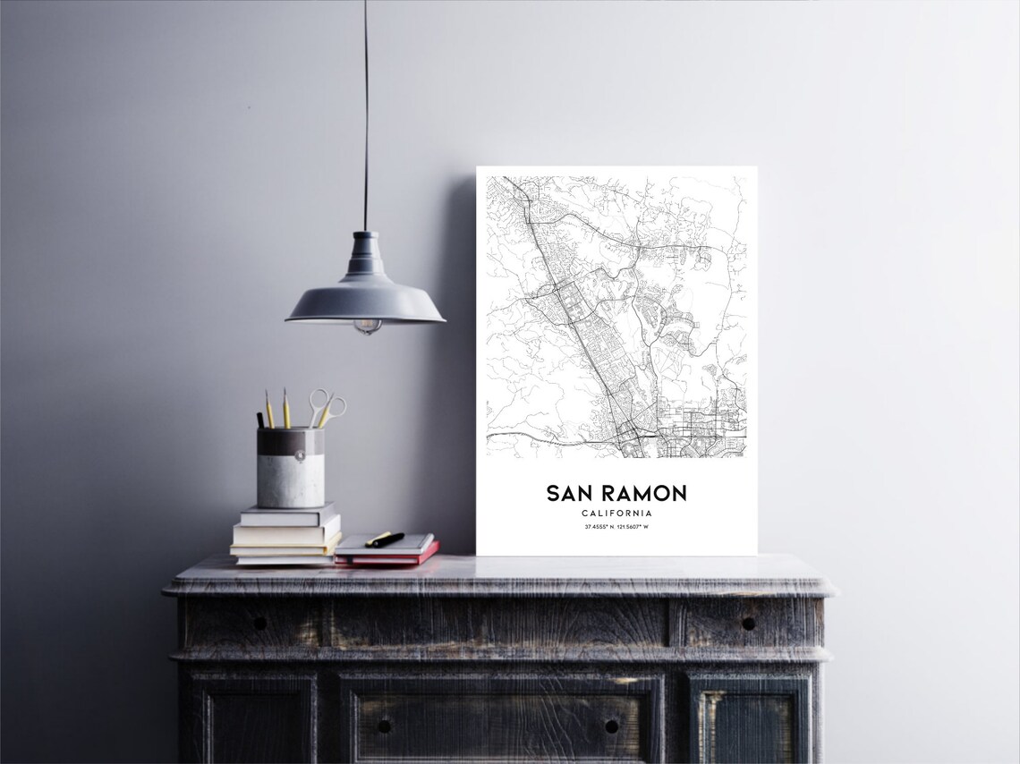 San Ramon Map Print, San Ramon Map Poster Wall Art, Ca City Map ...
