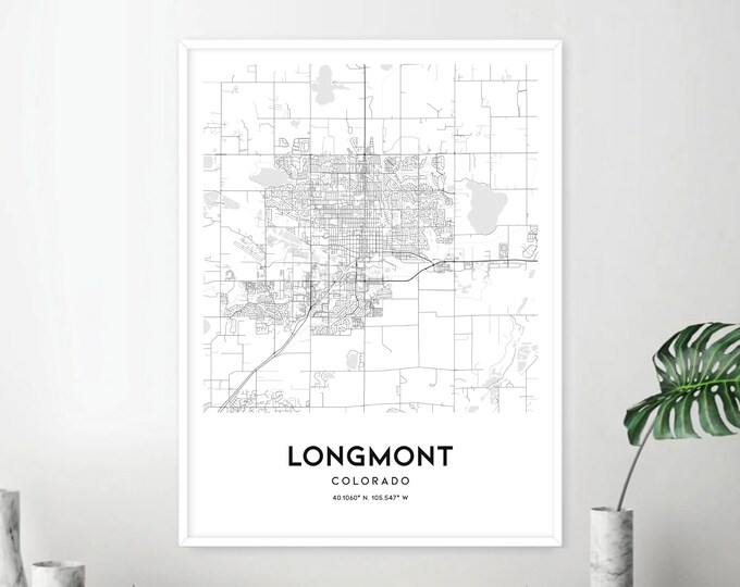 Longmont Map Print, Longmont Map Poster Wall Art, Co City Map, Colorado ...