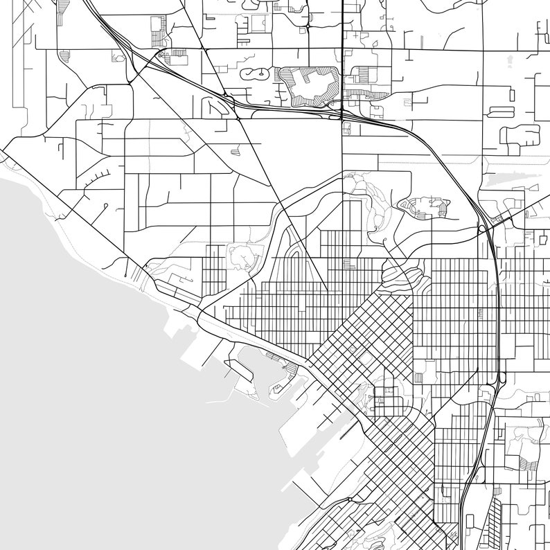 Bellingham Map Print, Bellingham Map Poster Wall Art, Wa City Map ...