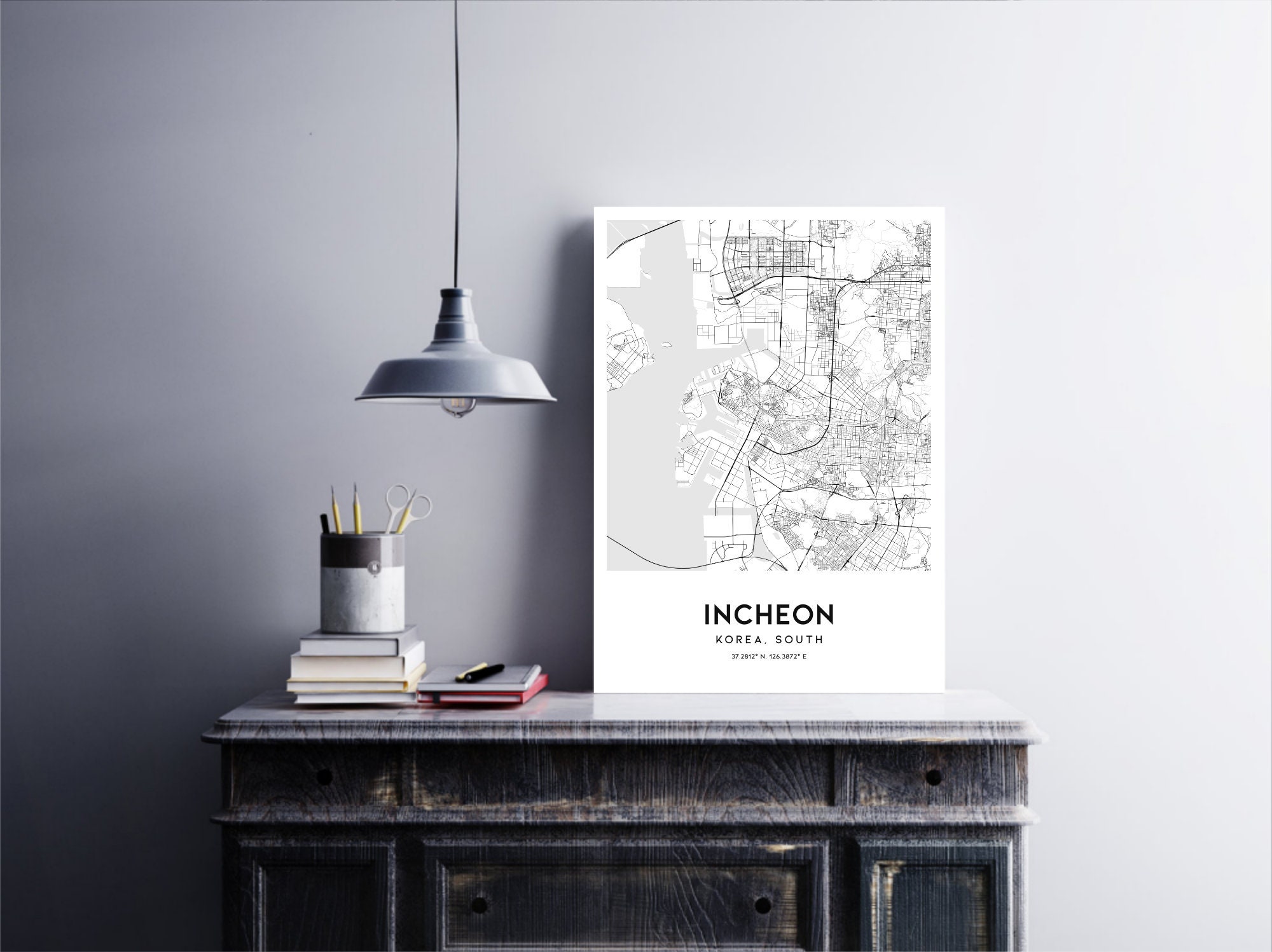 Incheon Map Print, Incheon Map Poster Wall Art, Incheon City Map ...