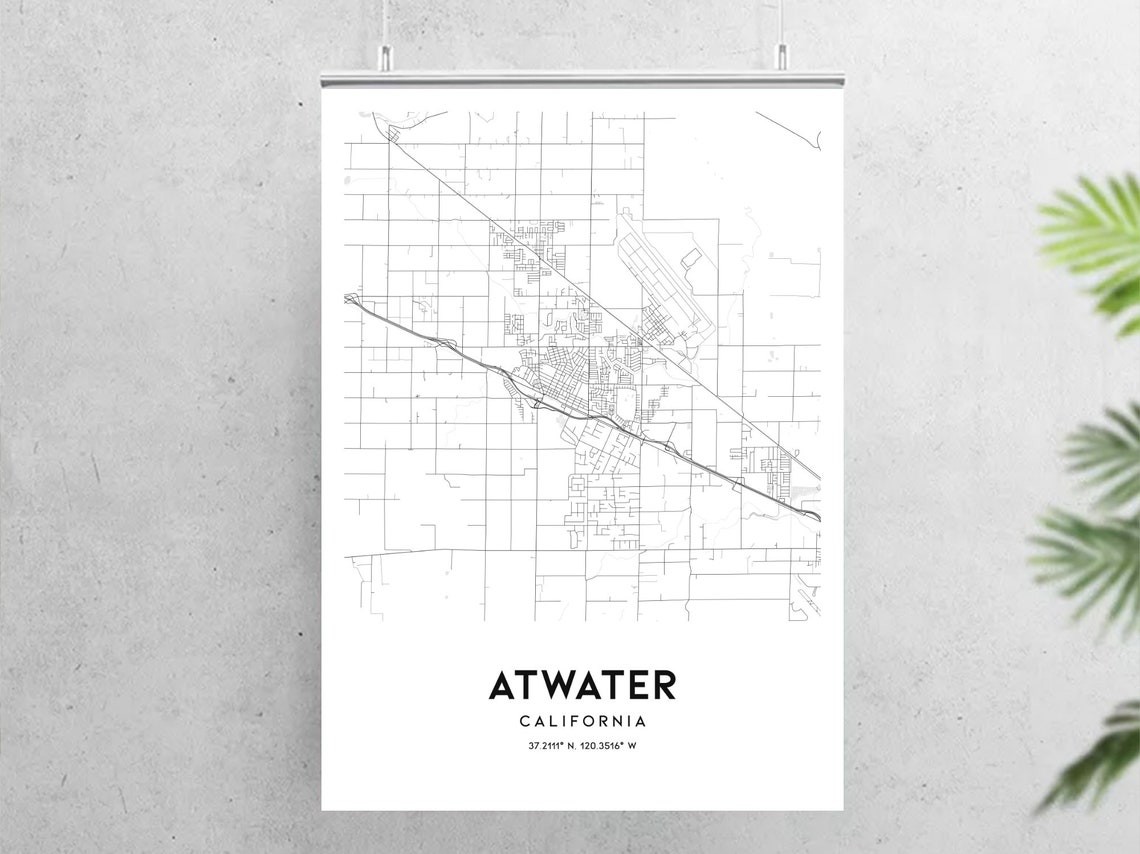 Atwater Map Print Atwater Map Poster Wall Art Ca City Map | Etsy