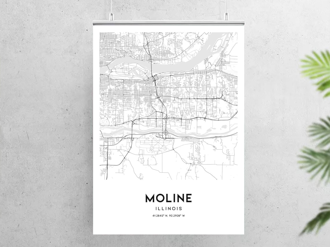 Moline Map Print Moline Map Poster Wall Art Il City Map | Etsy
