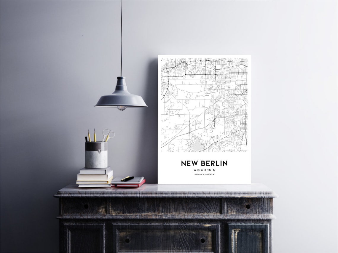 New Berlin Map Print New Berlin Map Poster Wall Art Wi City - Etsy