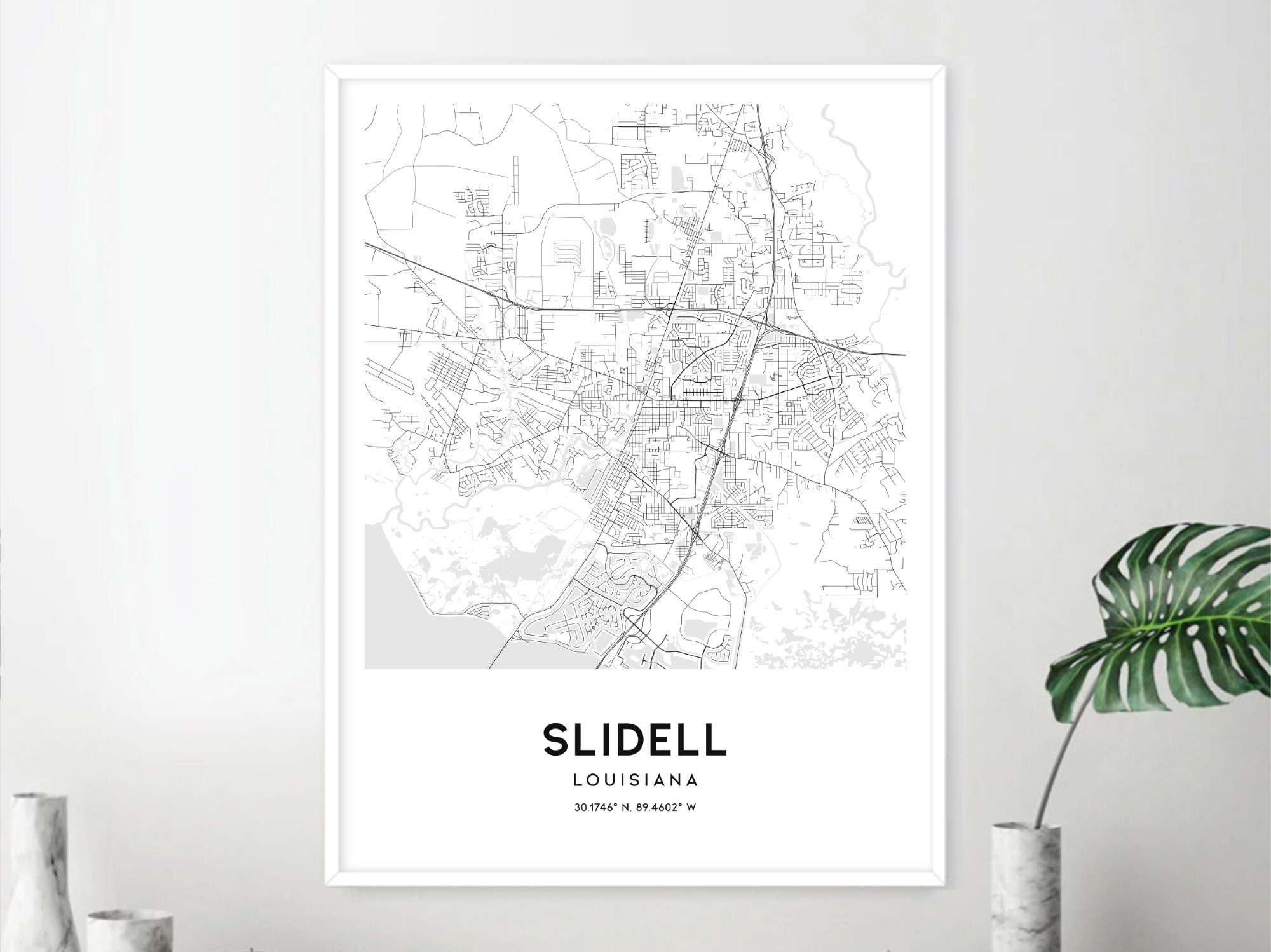 Slidell Map Print, Slidell Map Poster Wall Art, La City Map, Louisiana ...