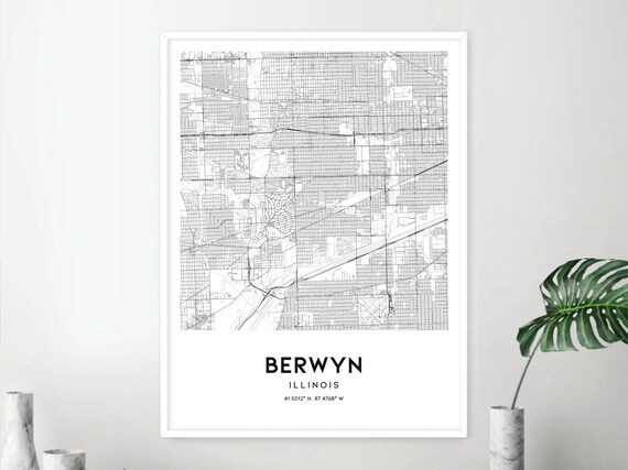 Berwyn Map Print Berwyn Map Poster Wall Art Il City Map | Etsy