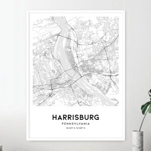 Harrisburg Map Print Harrisburg Map Poster Wall Art Pa City | Etsy