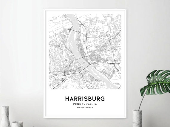 Harrisburg Map Print Harrisburg Map Poster Wall Art Pa City - Etsy