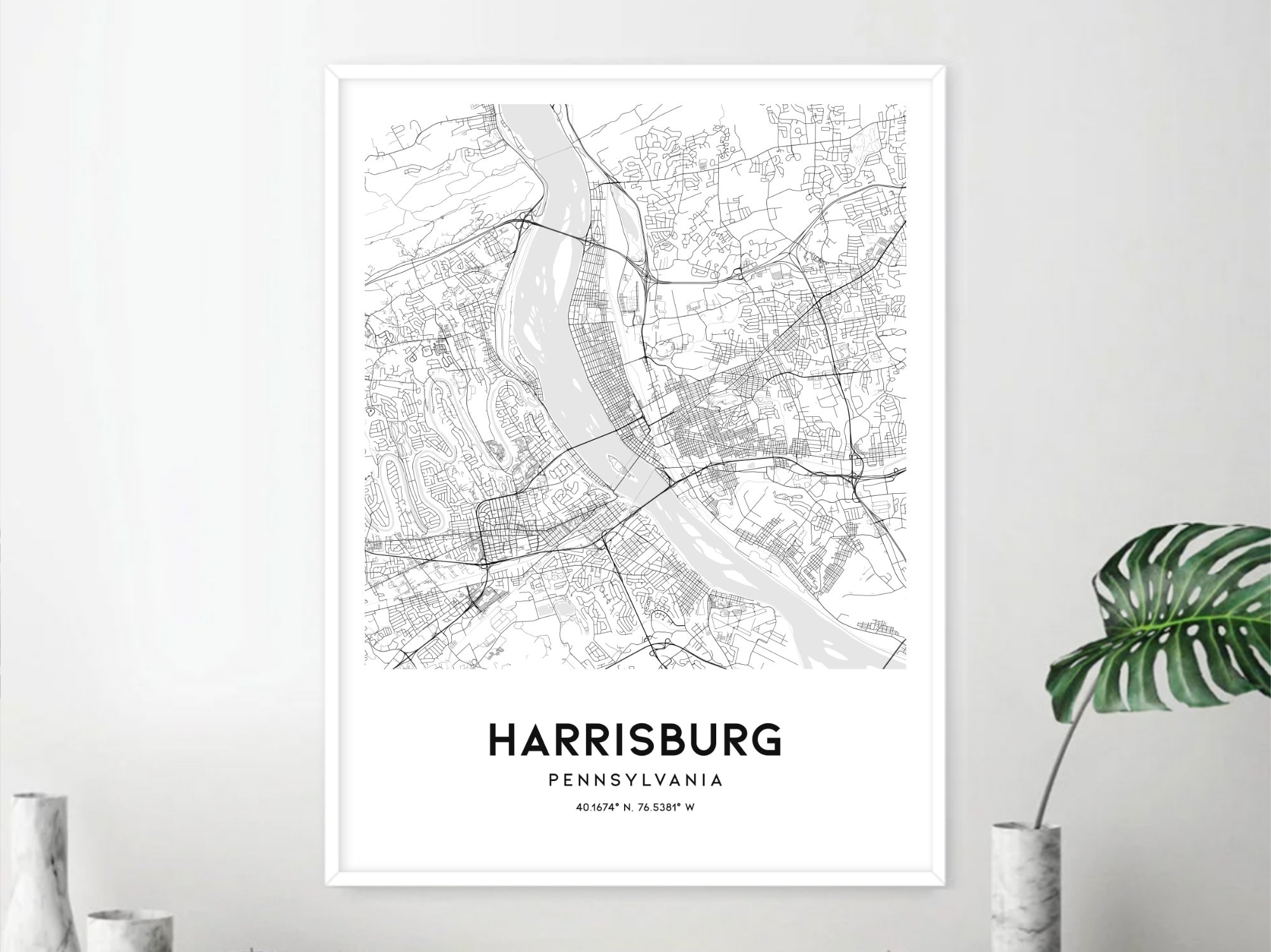 Harrisburg Map Print, Harrisburg Map Poster Wall Art, Pa City Map ...