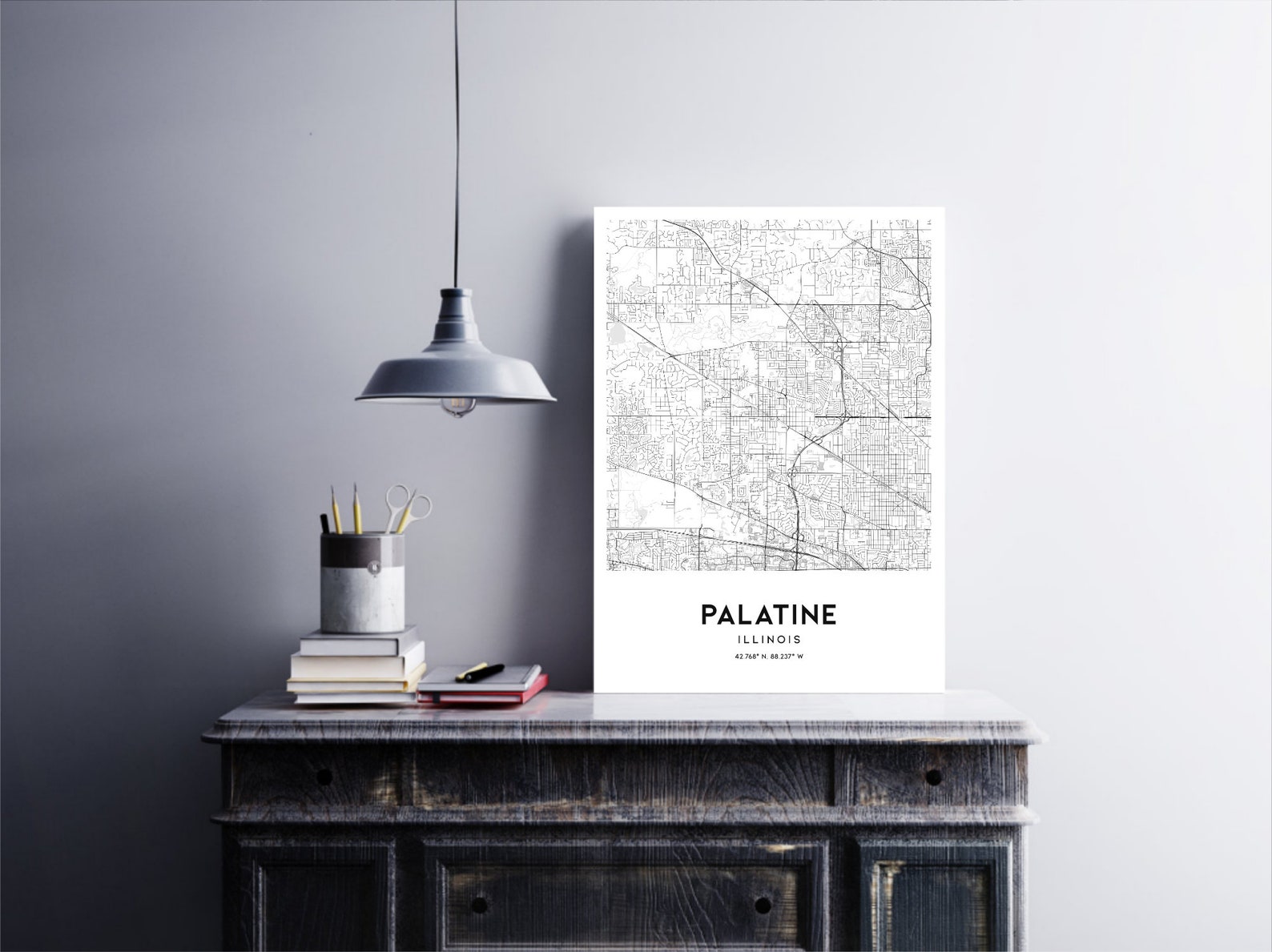 Palatine Map Print Palatine Map Poster Wall Art Il City Map - Etsy