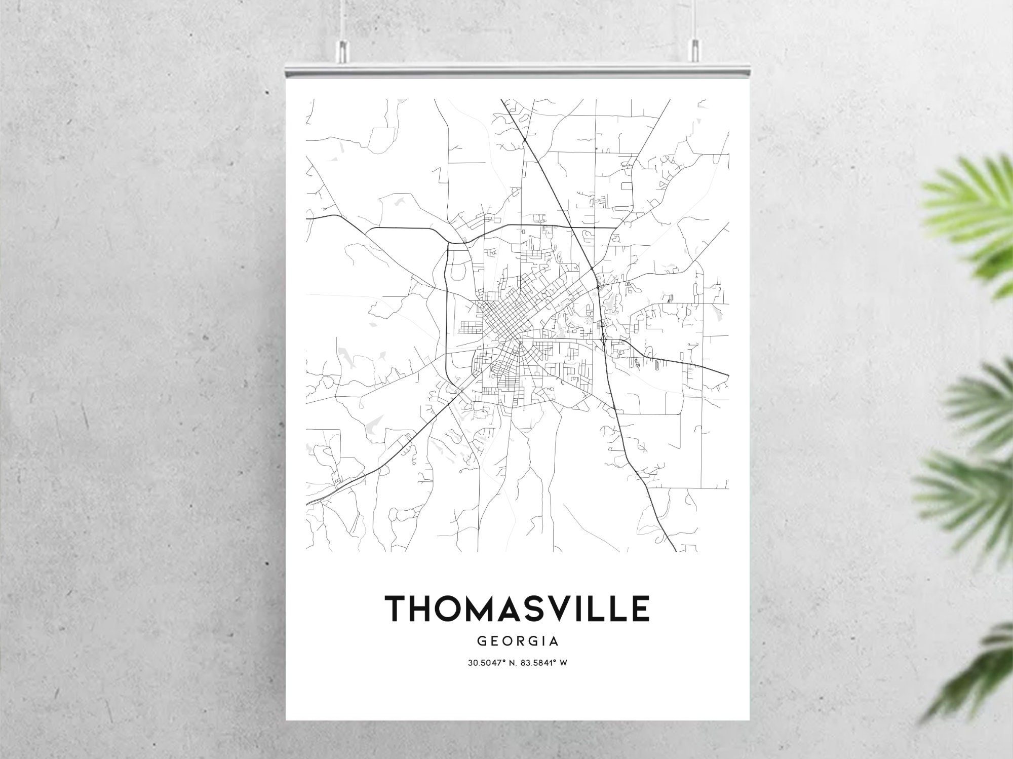 Thomasville Map Print Thomasville Map Poster Wall Art Ga | Etsy