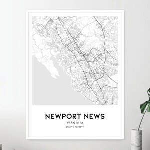 Newport News Map Print Newport News Map Poster Wall Art Va - Etsy