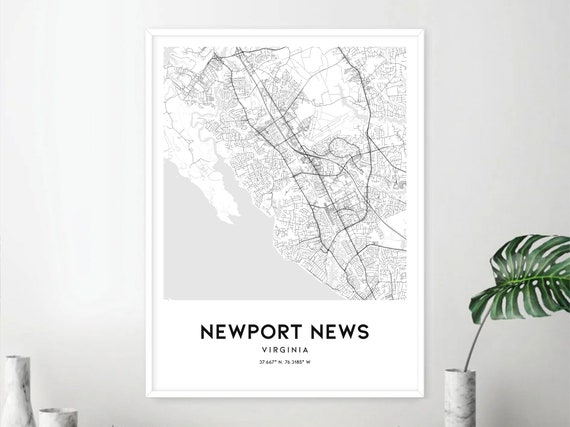 Newport News Map Print Newport News Map Poster Wall Art Va | Etsy