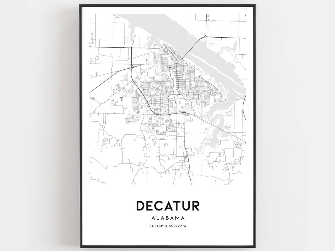 Decatur Map Print Decatur Map Poster Wall Art Al City Map | Etsy