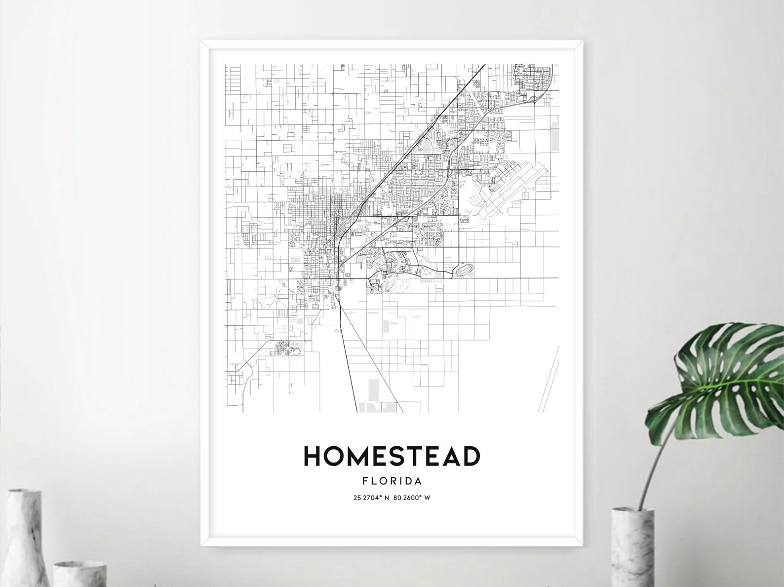 Homestead Map Print, Homestead Map Poster Wall Art, Fl City Map ...