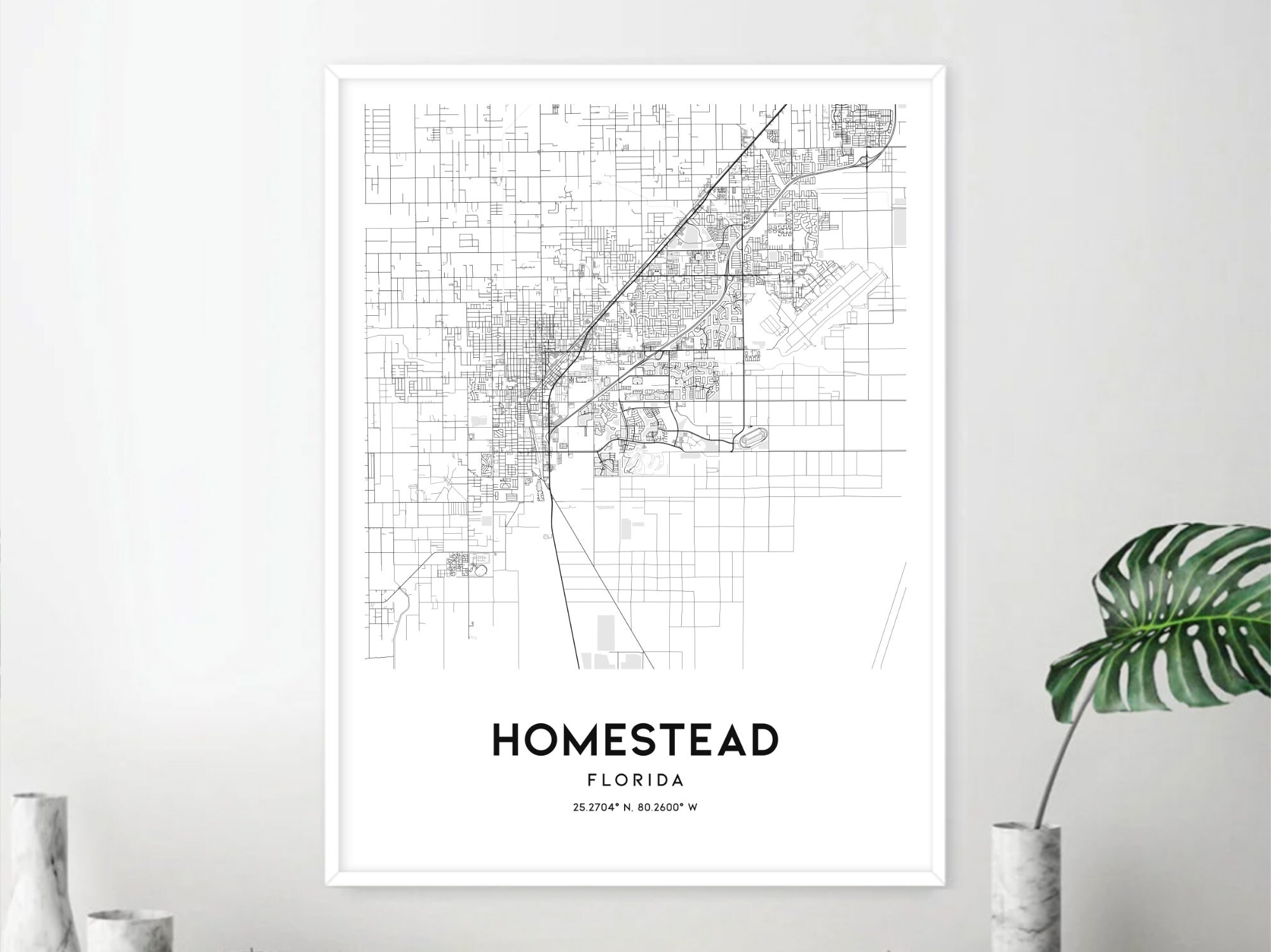 Homestead Map Print Homestead Map Poster Wall Art Fl City - Etsy UK