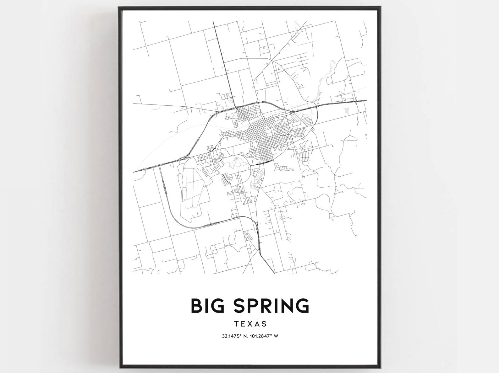 Big Spring Map Print Big Spring Map Poster Wall Art Tx City | Etsy