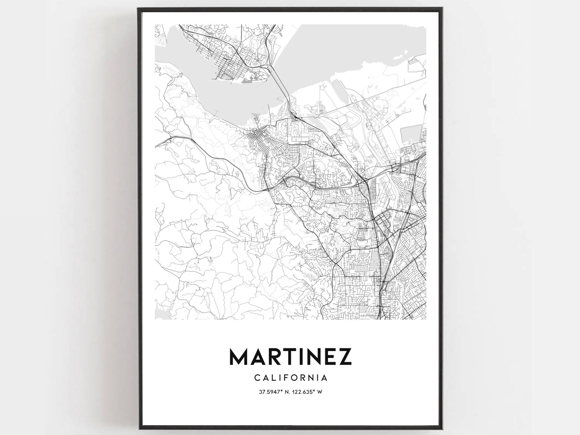 Martinez Map Print Martinez Map Poster Wall Art Ca City Map | Etsy