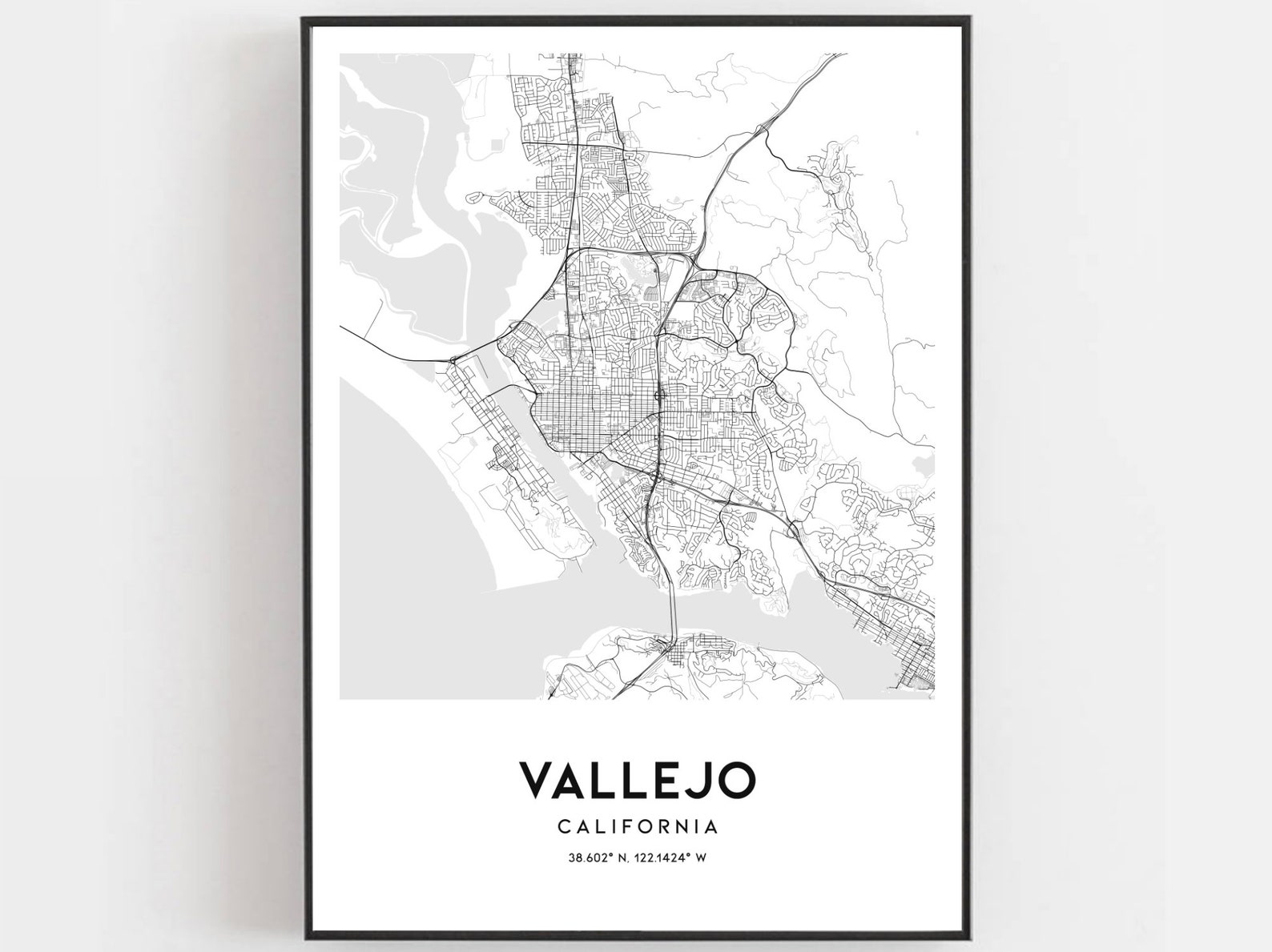 Vallejo Map Print Vallejo Map Poster Wall Art Ca City Map | Etsy