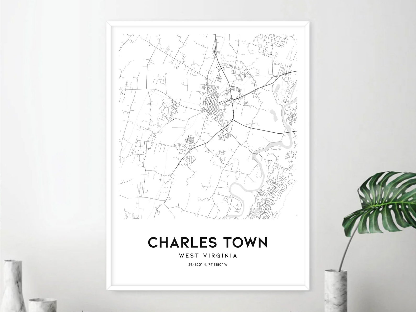 Charles Town Map Print Charles Town Map Poster Wall Art Va - Etsy