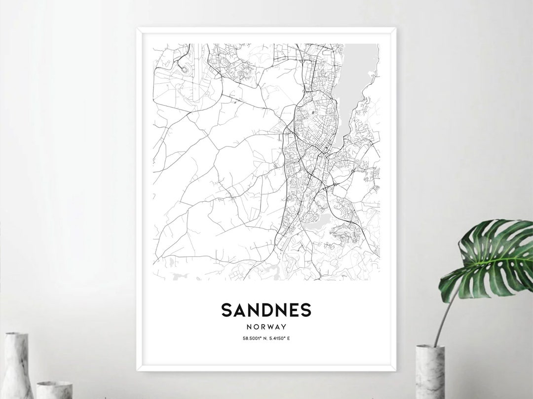 Sandnes Map Print Sandnes Map Poster Wall Art Sandnes City - Etsy