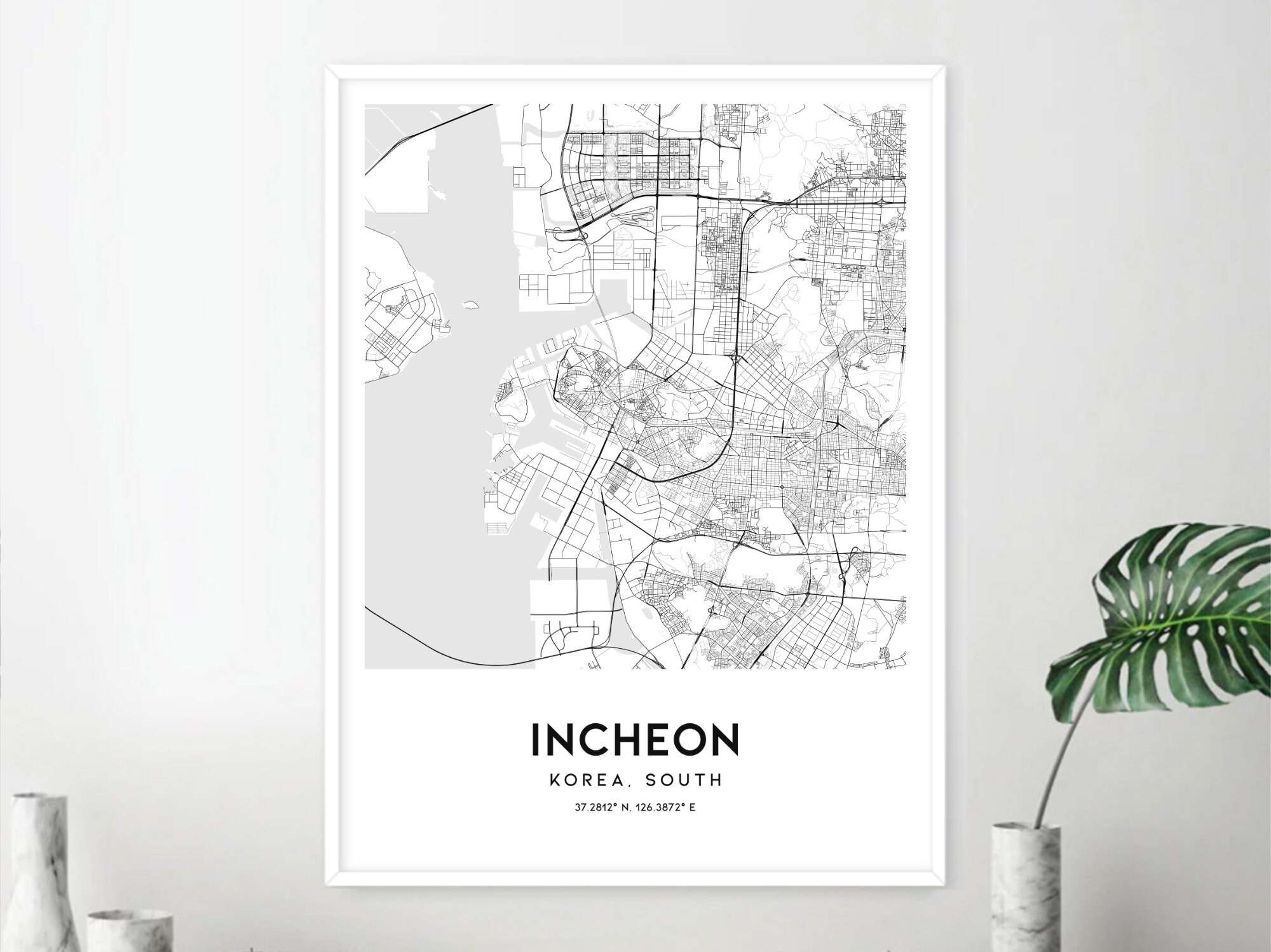 Incheon Map Print, Incheon Map Poster Wall Art, Incheon City Map ...