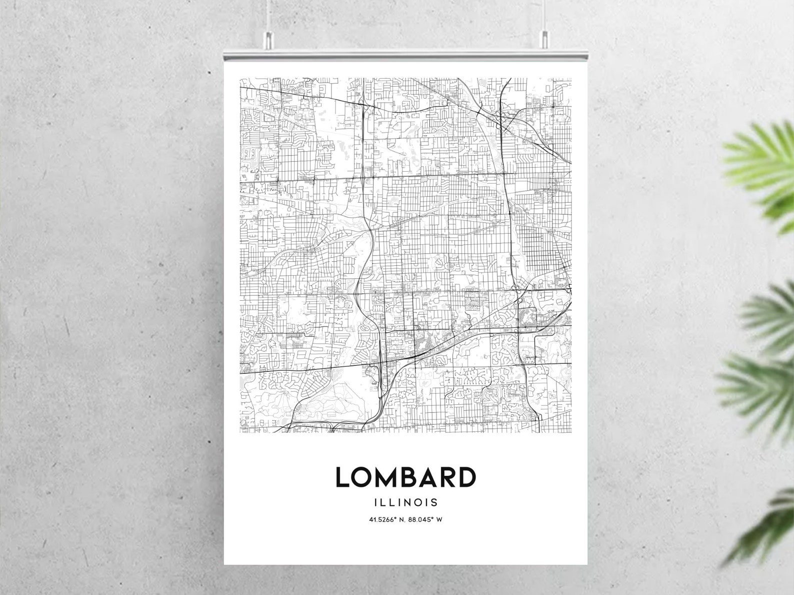Lombard Map Print Lombard Map Poster Wall Art Il City Map | Etsy