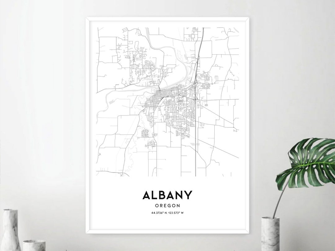 Albany Map Print, Albany Map Poster Wall Art, or City Map, Oregon Print ...