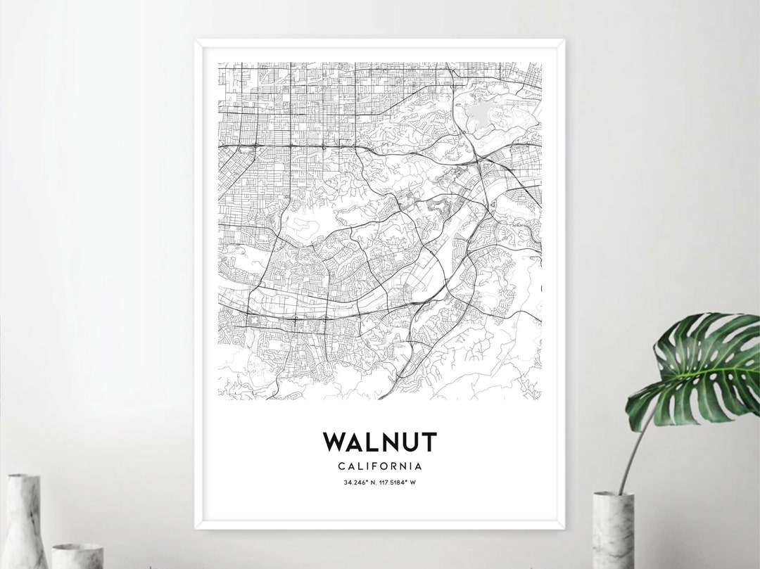 Walnut Map Print, Walnut Map Poster Wall Art, Ca City Map, California ...