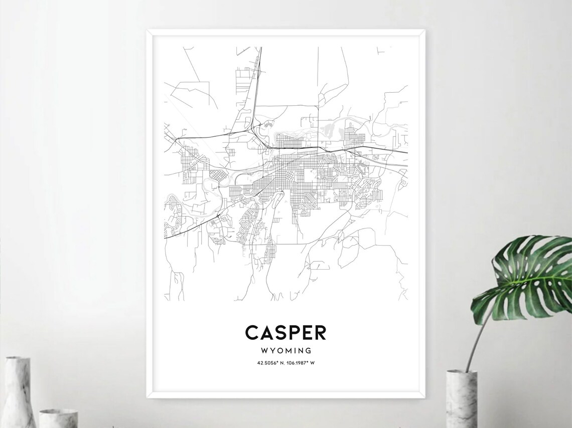 Casper Map Print, Casper Map Poster Wall Art, Wy City Map, Wyoming ...