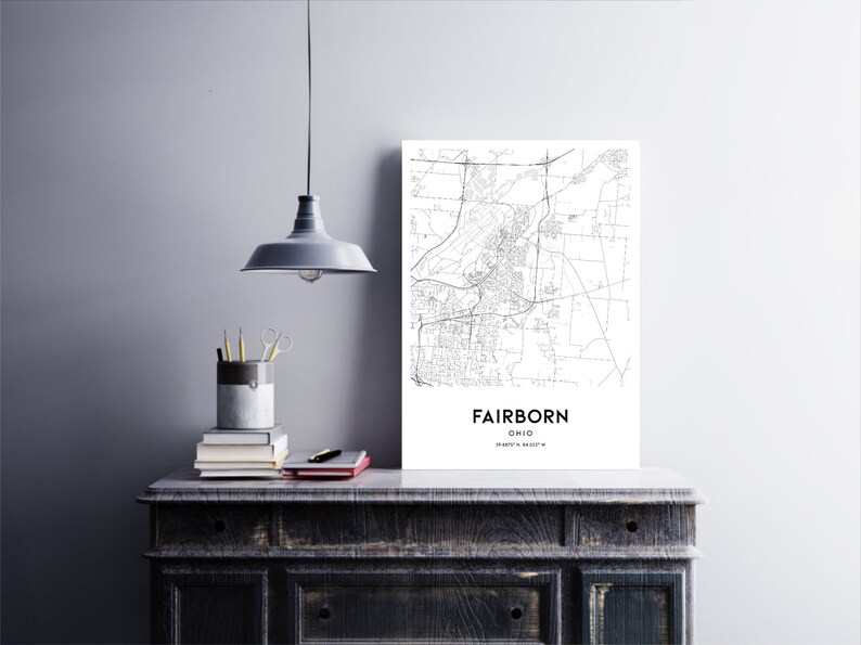 Fairborn Map Print, Fairborn Map Poster Wall Art, Oh City Map, Ohio ...