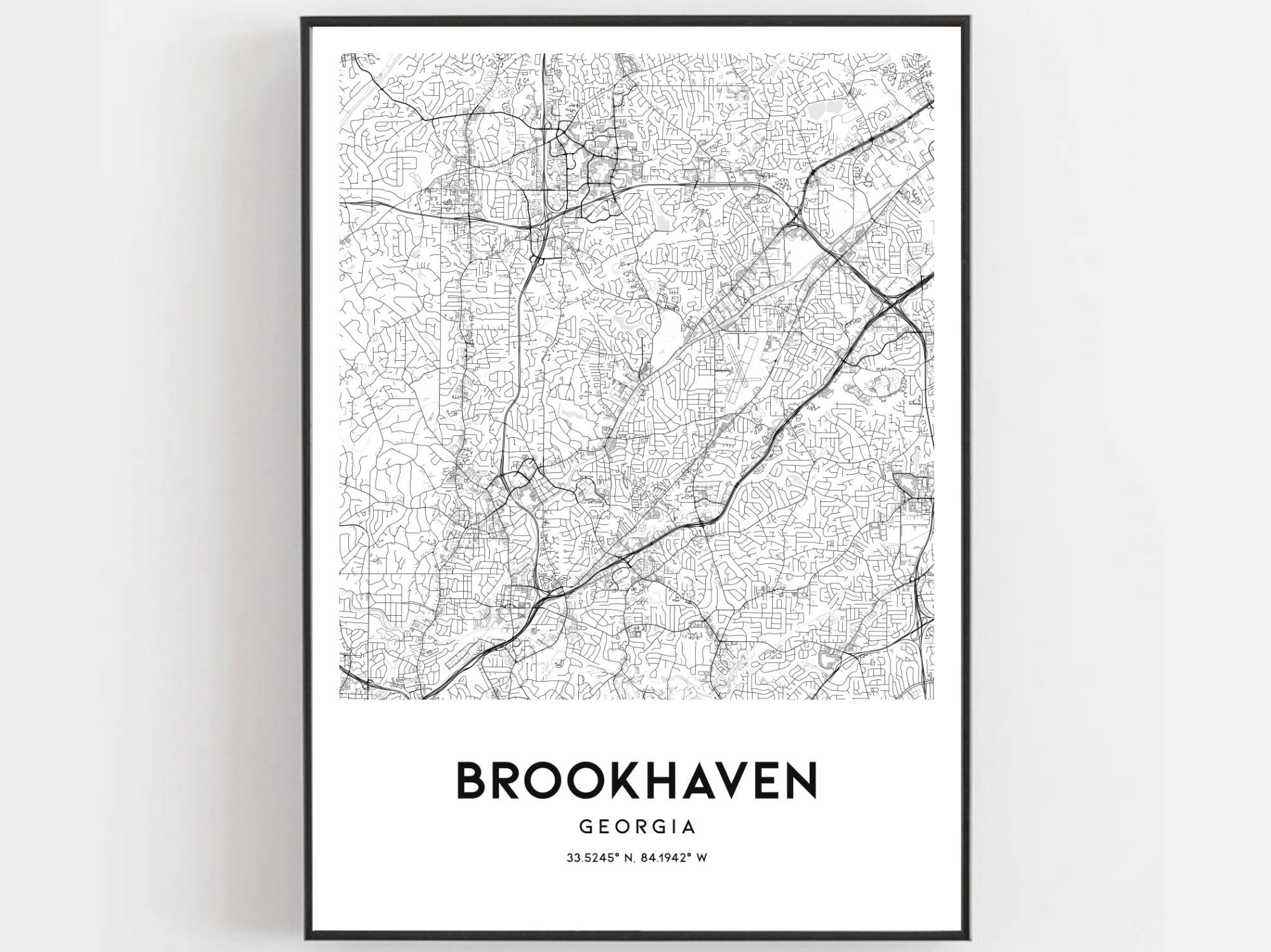 Brookhaven Map Print Brookhaven Map Poster Wall Art Ga City | Etsy