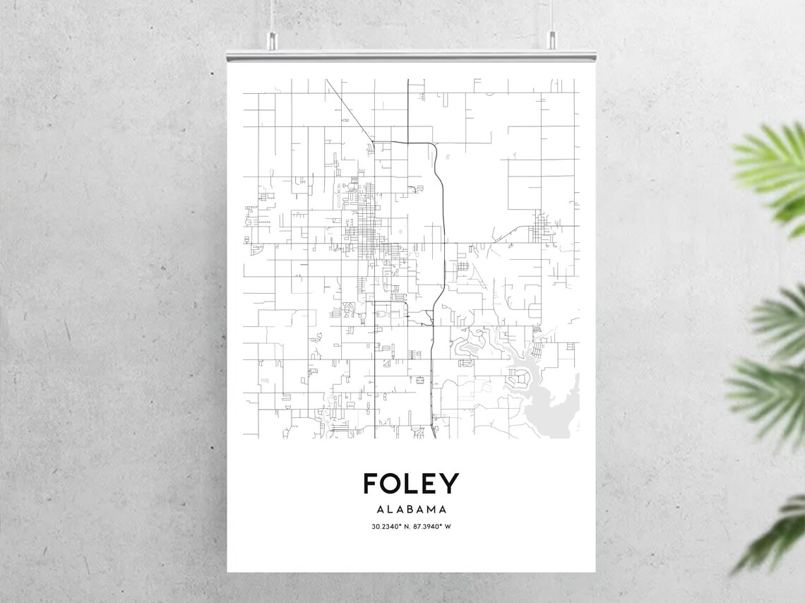 Foley Map Print Foley Map Poster Wall Art Al City Map | Etsy