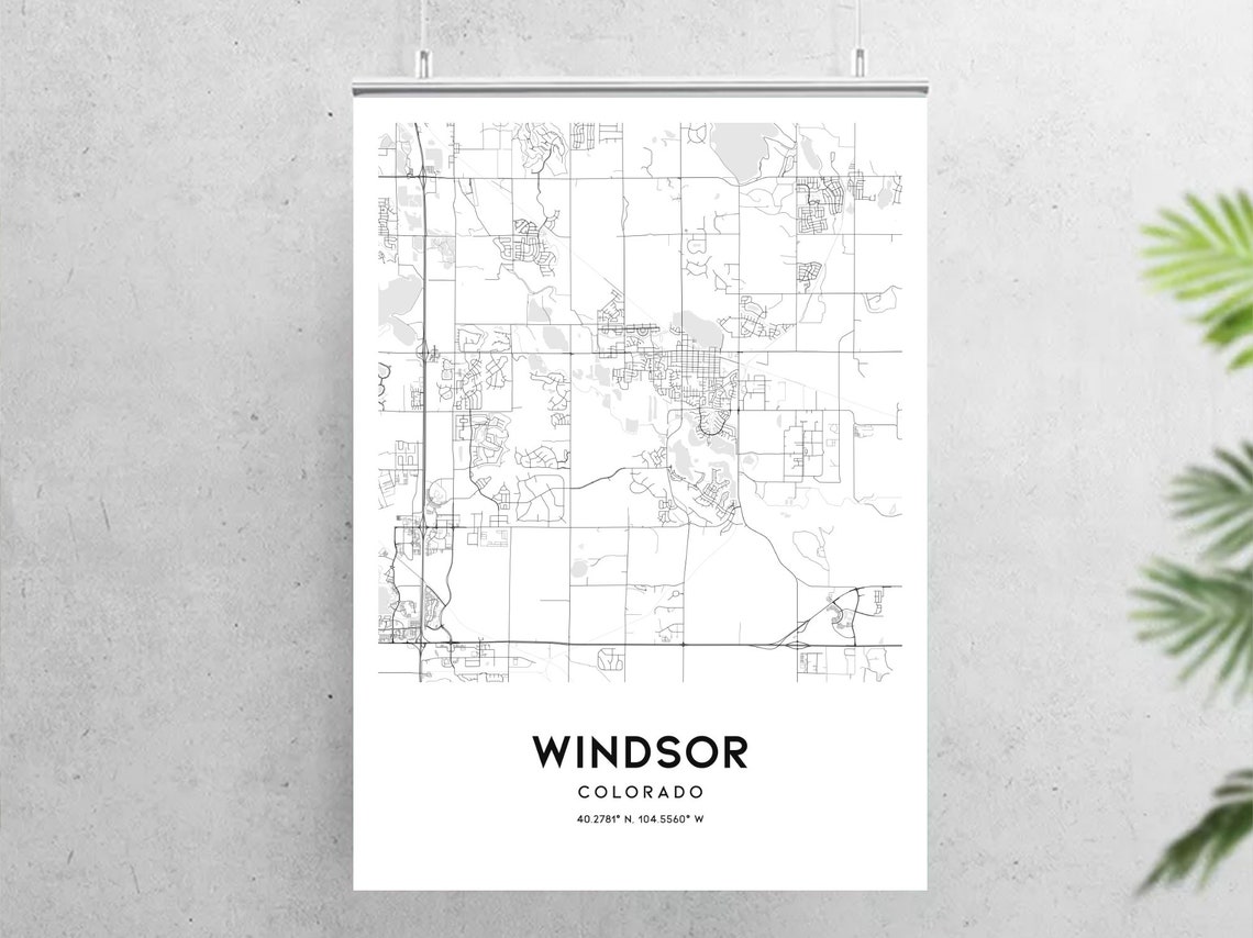 Windsor Map Print Windsor Map Poster Wall Art Co City Map | Etsy