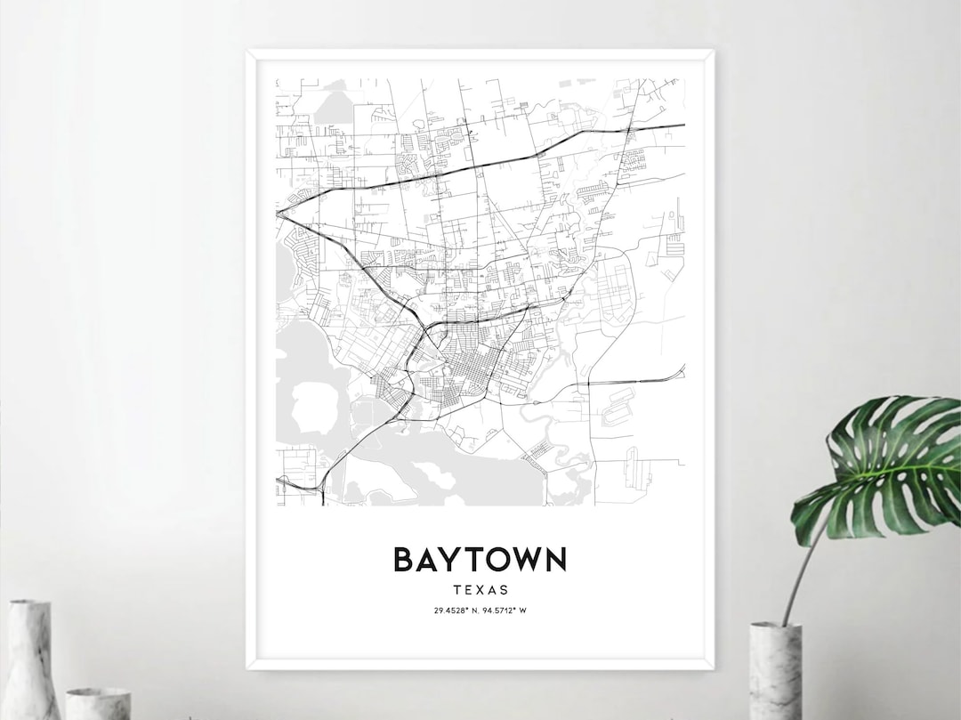 Baytown Map Print, Baytown Map Poster Wall Art, Tx City Map, Texas ...