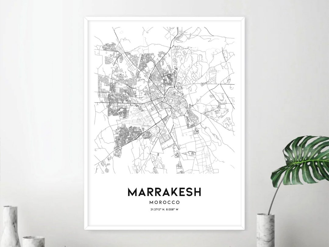 Marrakesh Map Print, Marrakesh Map Poster Wall Art, Marrakesh City Map ...