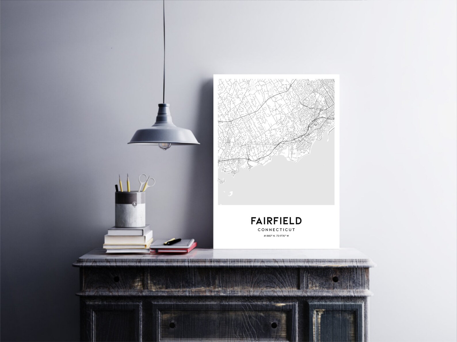 Fairfield Map Print, Fairfield Map Poster Wall Art, Ct City Map ...
