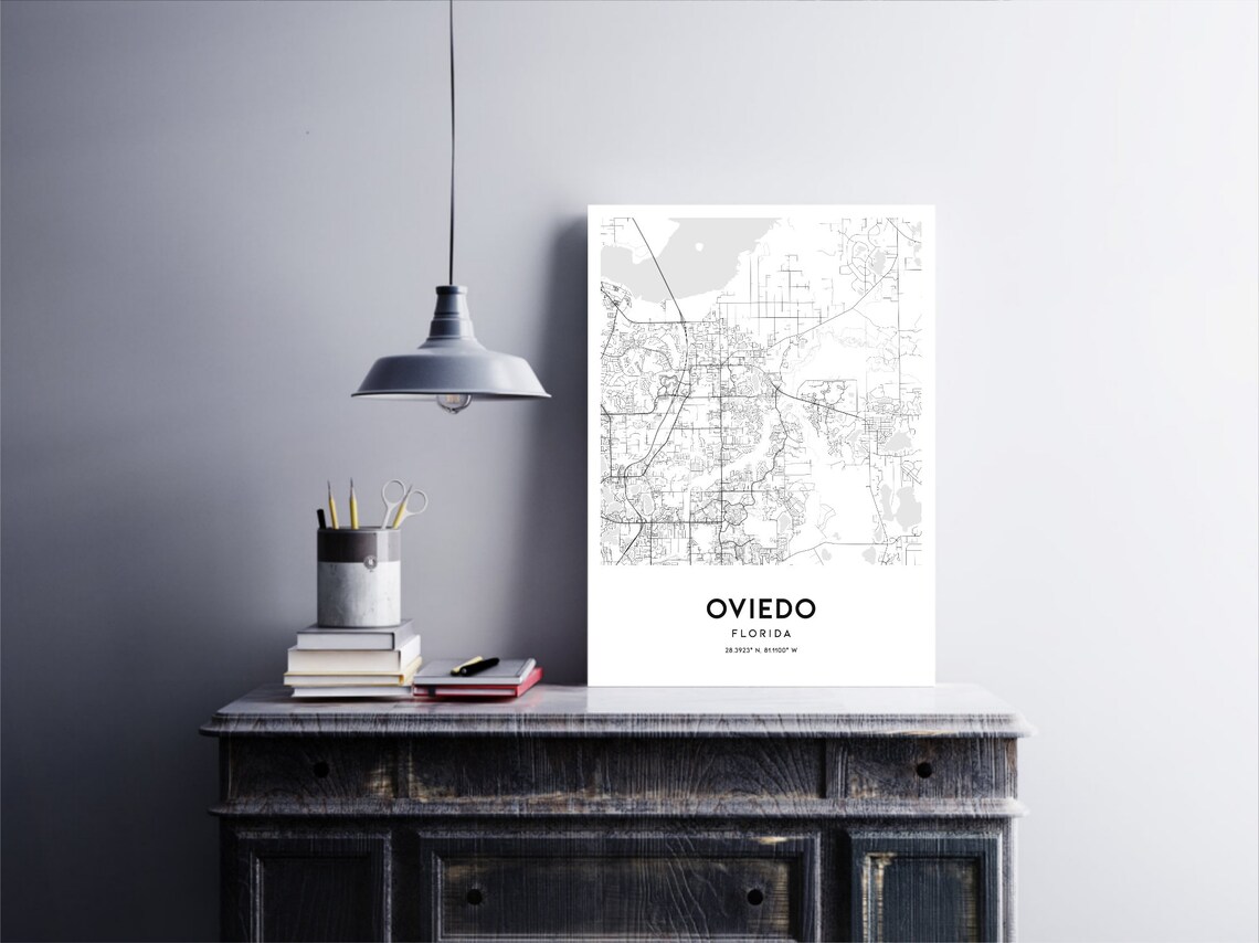 Oviedo Map Print, Oviedo Map Poster Wall Art, Fl City Map, Florida ...