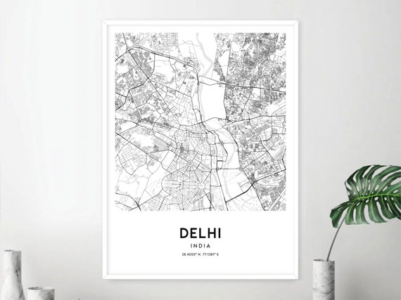 Delhi Map Print Delhi Map Poster Wall Art Delhi City Map - Etsy México