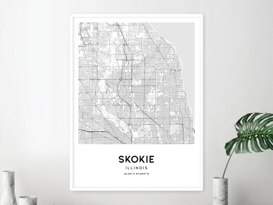 Skokie Map Print, Skokie Map Poster Wall Art, Il City Map, Illinois ...