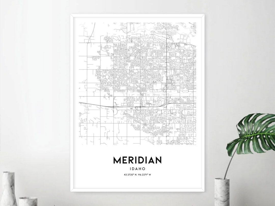 Meridian Map Print, Meridian Map Poster Wall Art, Id City Map, Idaho ...