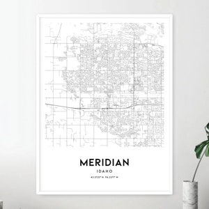 Meridian Map Print, Meridian Map Poster Wall Art, Id City Map, Idaho ...