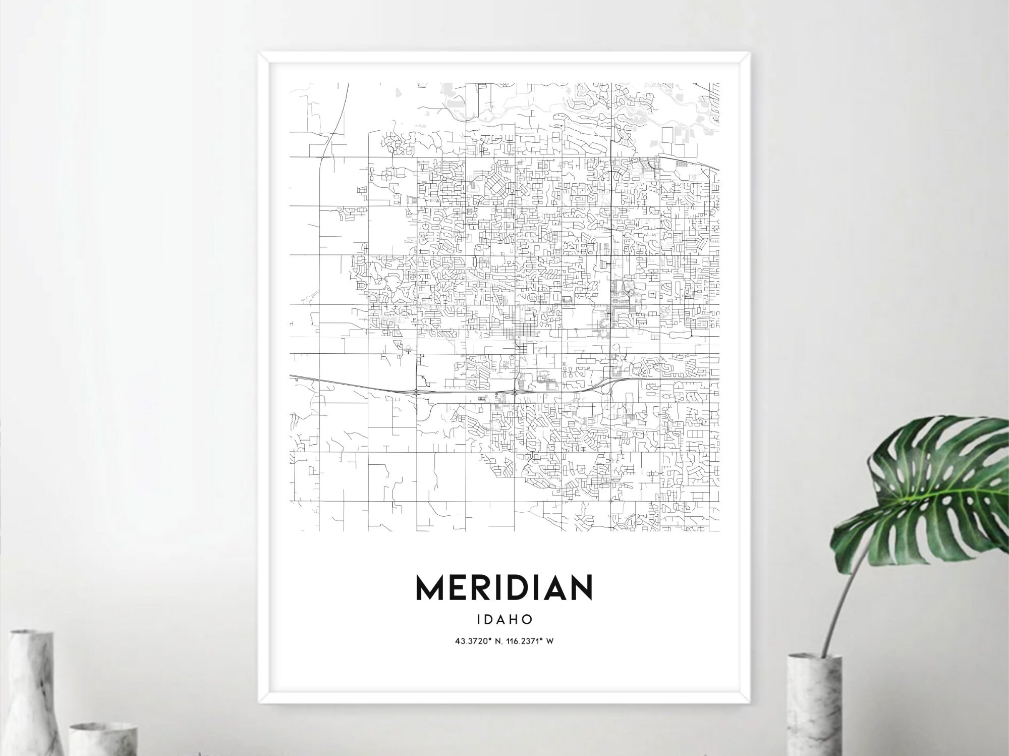 Meridian Map Print, Meridian Map Poster Wall Art, Id City Map, Idaho ...