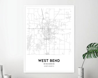 West Bend Street Map | Etsy