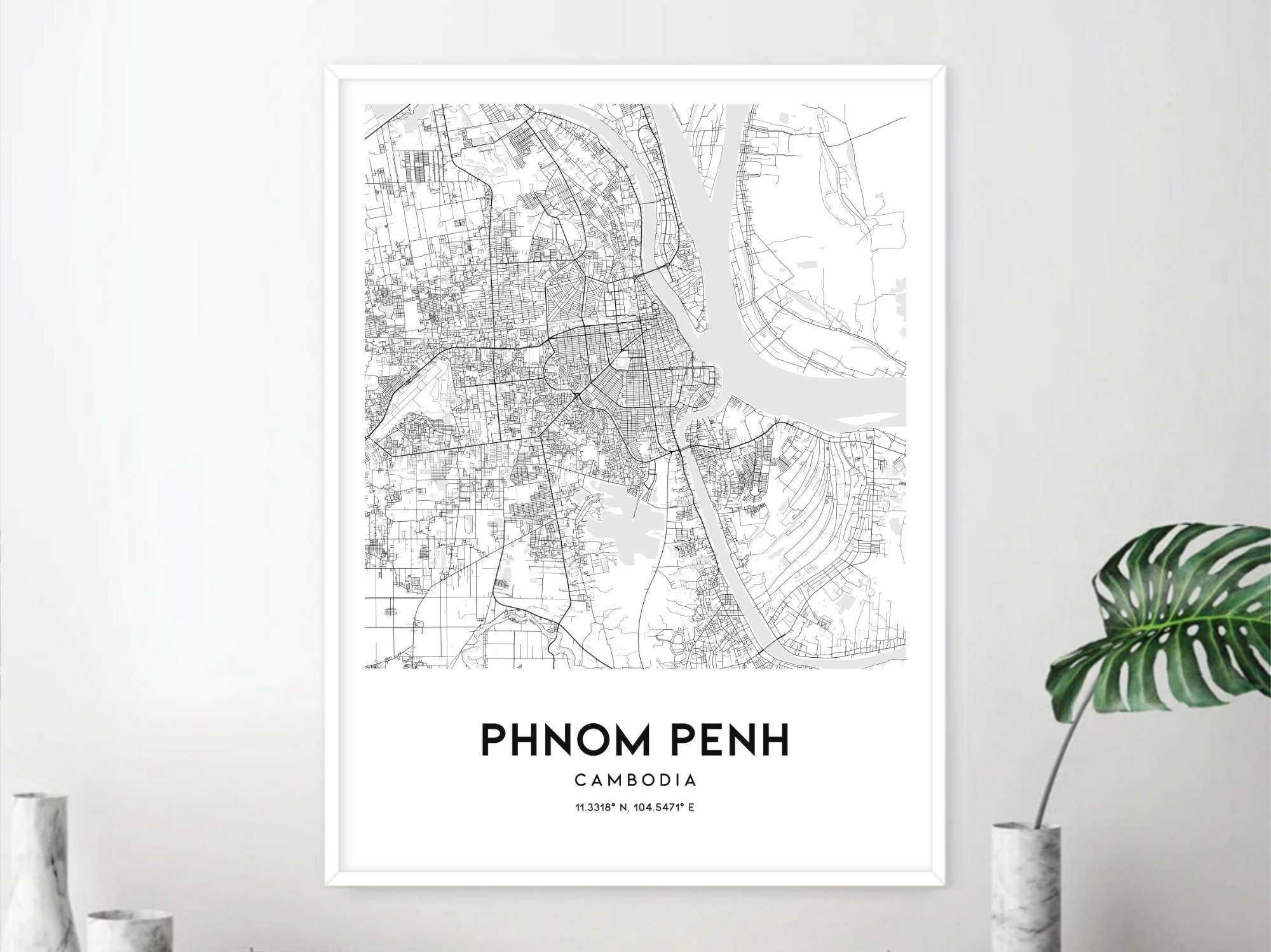 Phnom Penh Map Print, Phnom Penh Map Poster Wall Art, Phnom Penh City ...