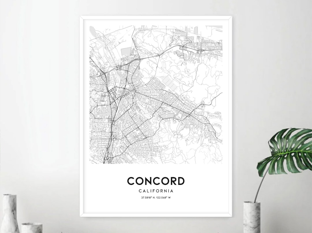 Concord Map Print, Concord Map Poster Wall Art, Ca City Map, California ...