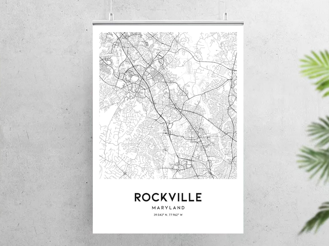 Rockville Map Print Rockville Map Poster Wall Art Md City | Etsy