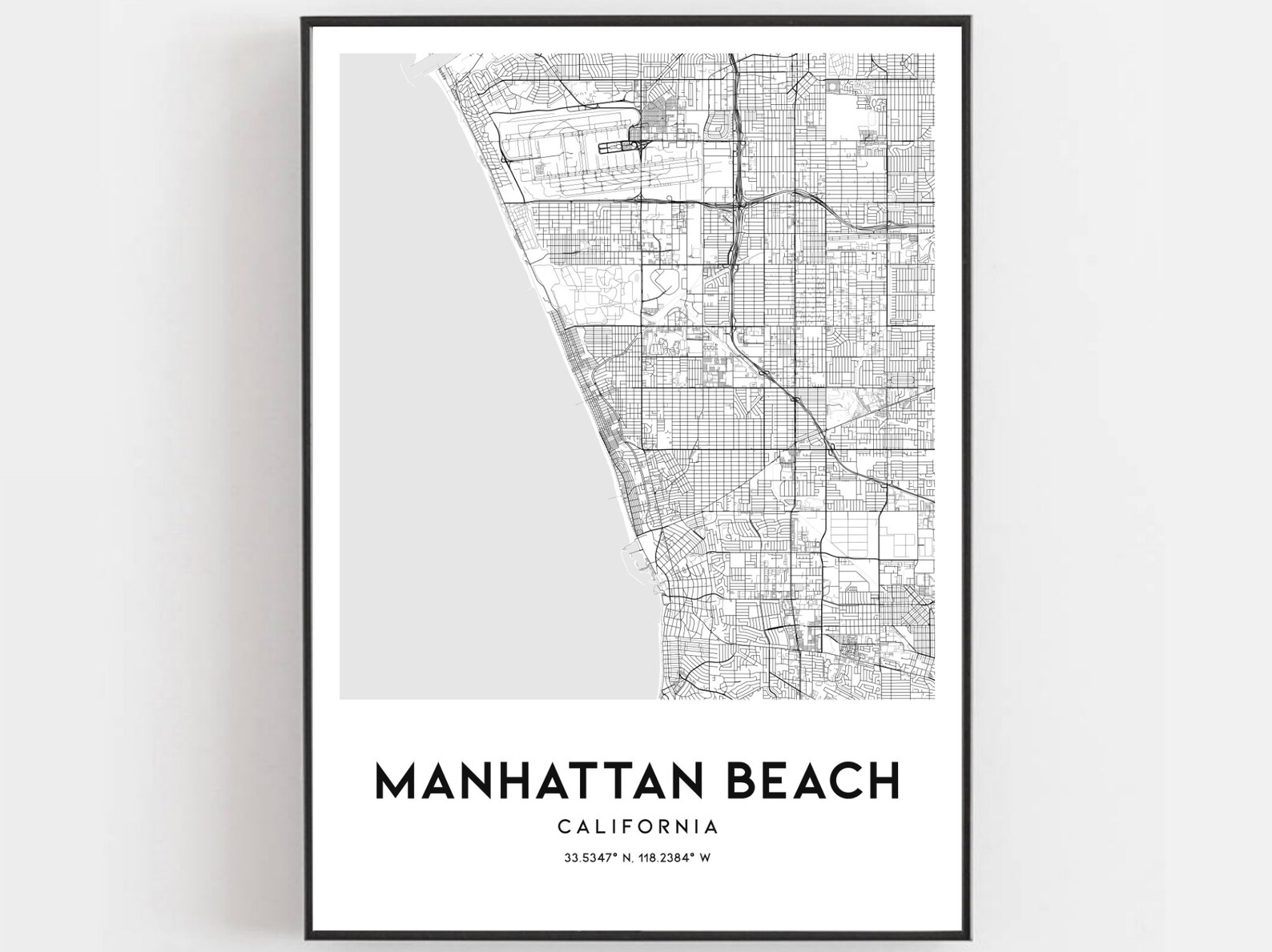 Manhattan Beach Map Print Manhattan Beach Map Poster Wall | Etsy