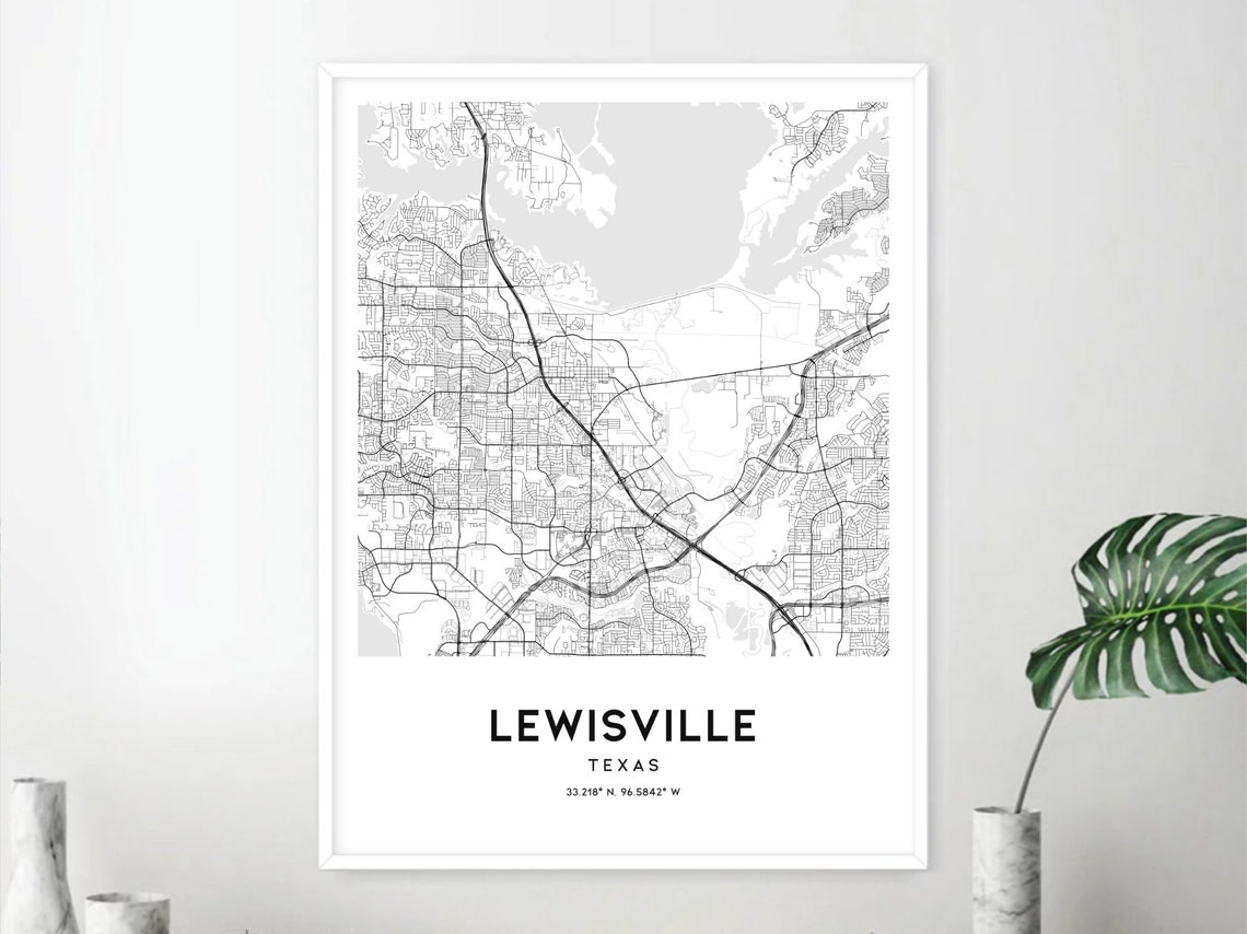 Lewisville Map Print, Lewisville Map Poster Wall Art, Tx City Map ...